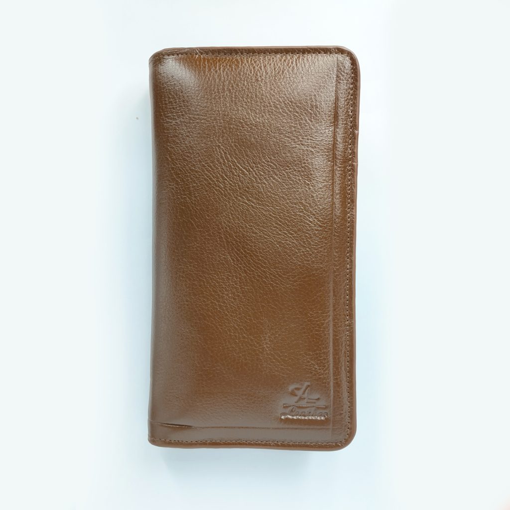 High quality long wallet for men, made with original leather, brown ...